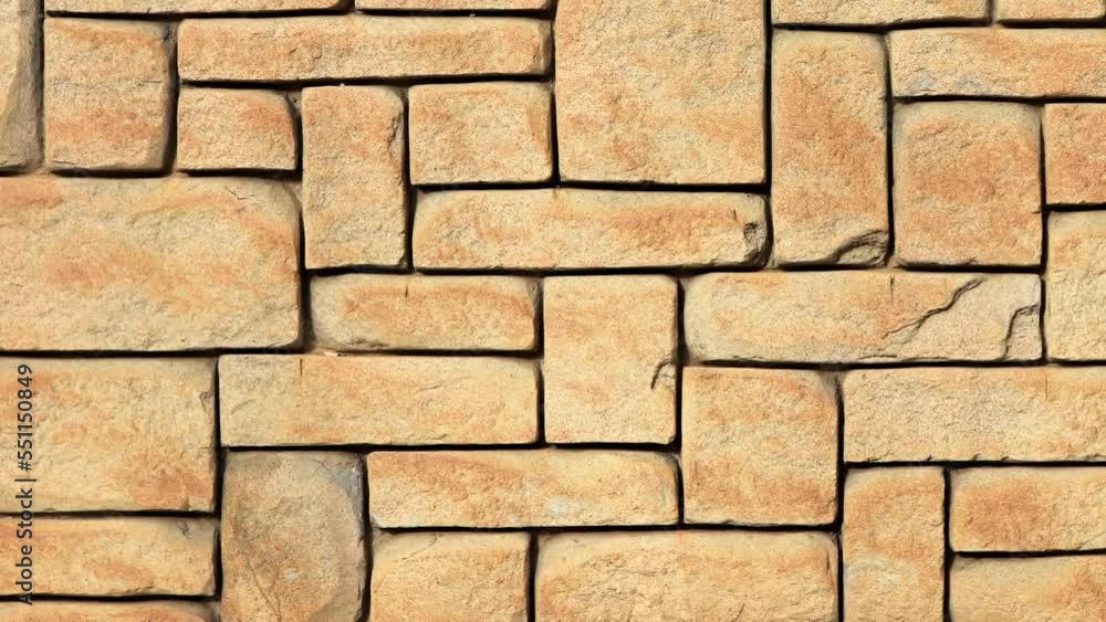 Masonry stone cladding wall texture loop. Geometric shapes surface ...