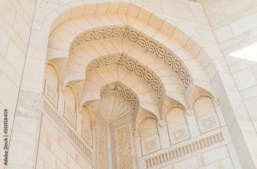 Marble Wall Arch of the Sultan Qaboos Grand Mosque, Oman, Middle East ...