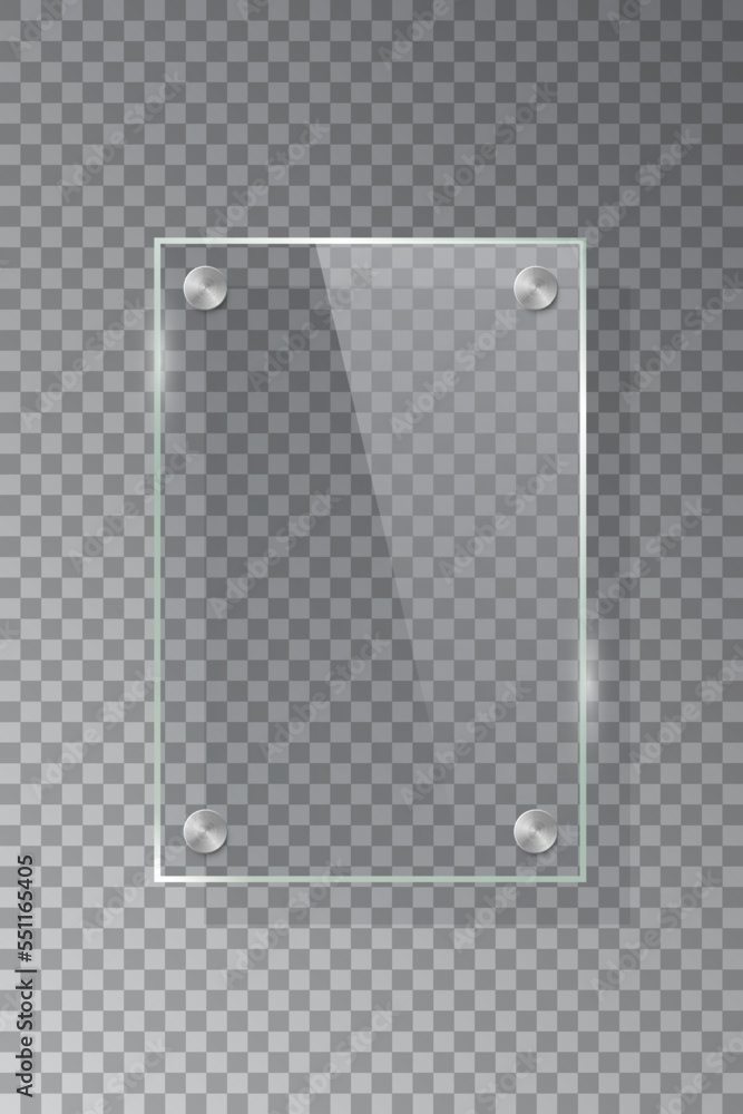 Glass vertical rectangle plate isolated on transparent background ...