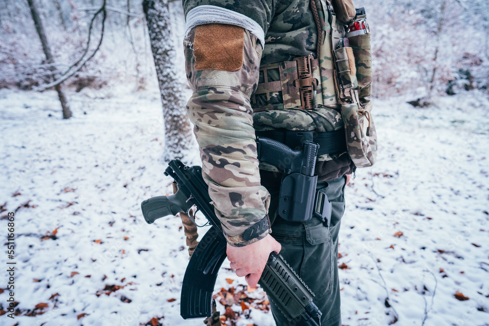 Russia patrol.Patrolling the area near the checkpoint. Mercenary ...