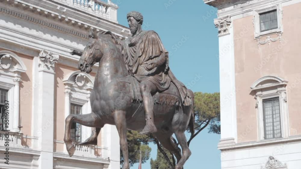 Bronze equestrian statue on famous Roman Capitoline Hill, majestic ...