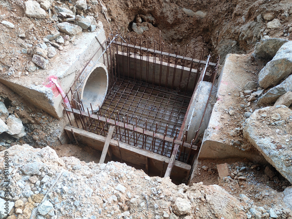 Melaka, Malaysia -February 2, 2022: Utility manhole under construction ...