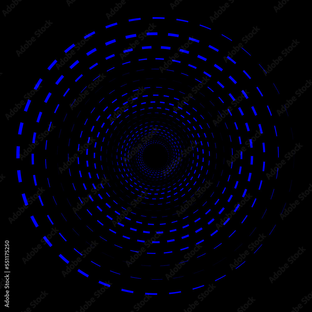 Blue halftone dotted lines in radial form. Geometric art. Trendy design ...