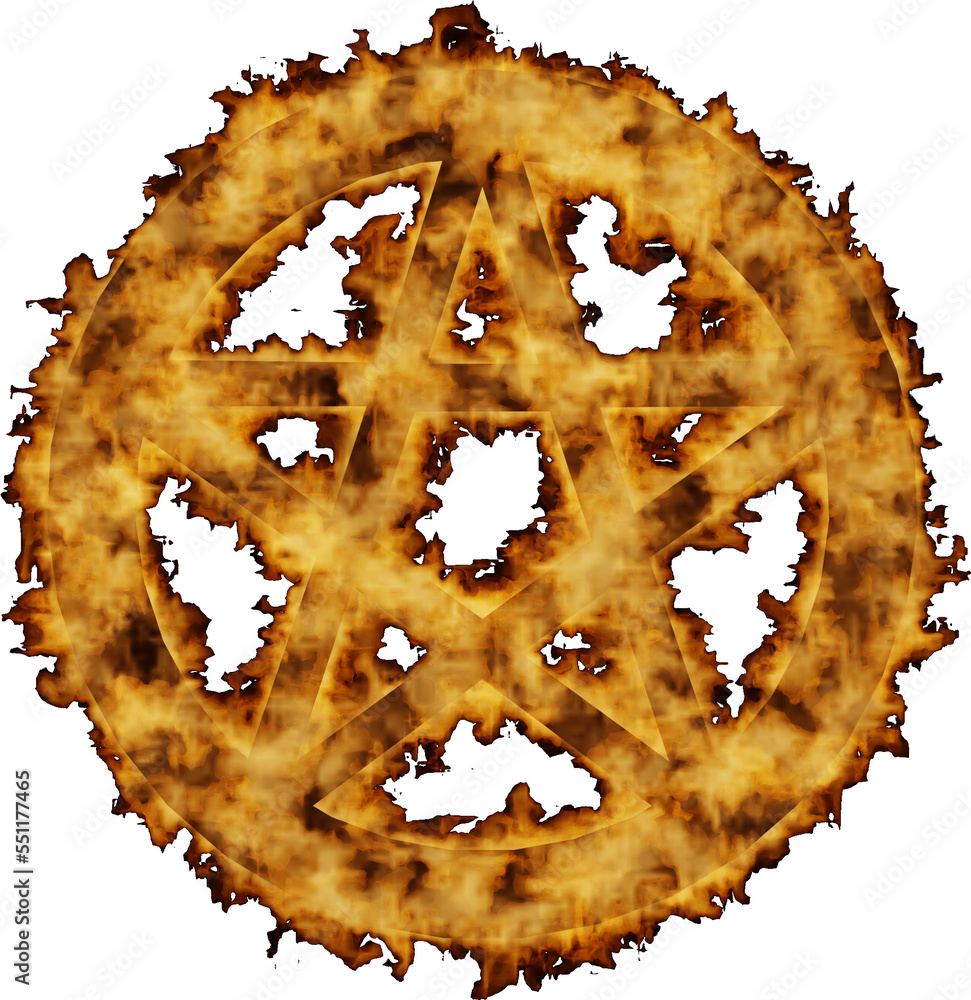 Flaming red pentagram isolated 3d render, Pegan and occult symbol. PNG ...