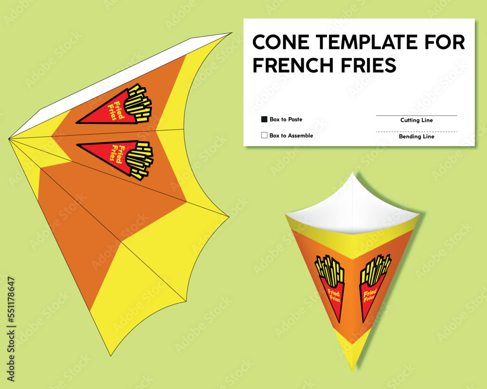 Cone template for french fries Stock Vector | Adobe Stock