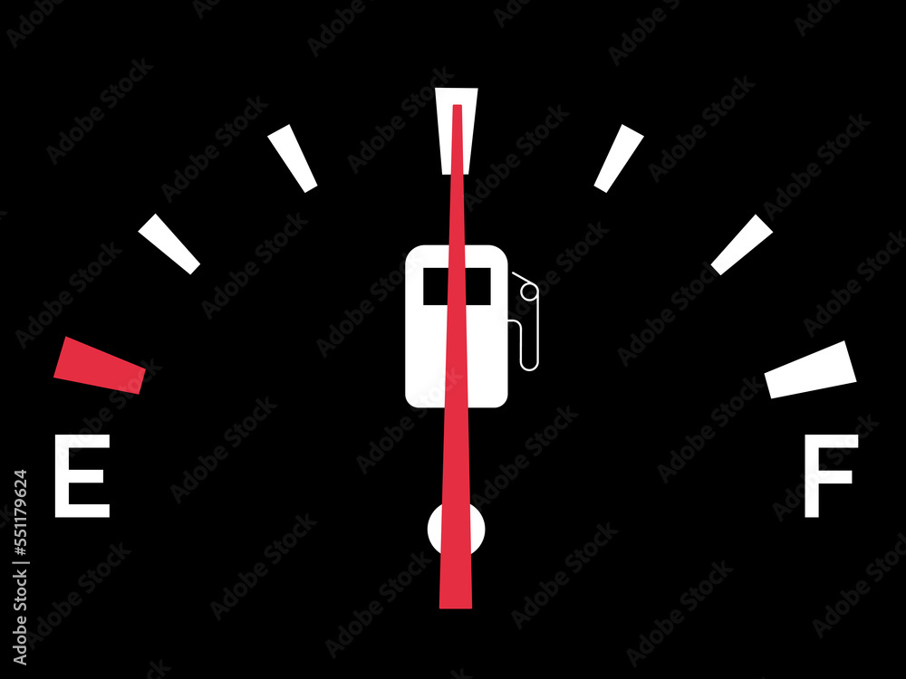 Fuel Dashboard Gauge Sign, fuel indicator in half vector Stock Vector ...