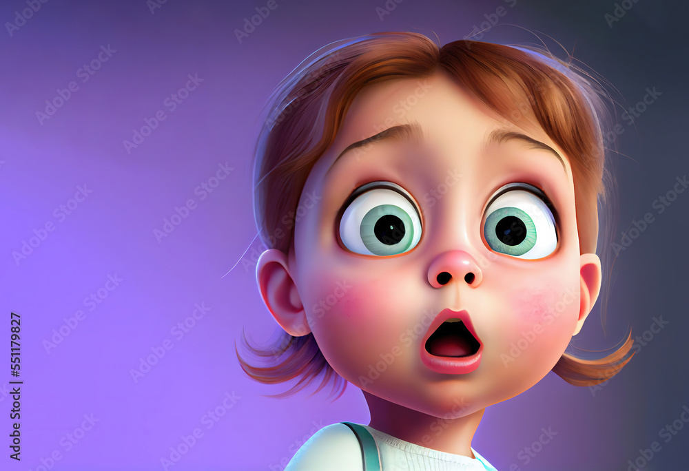 surprised or shocked cute little baby amazed of surprise in cartoon ...