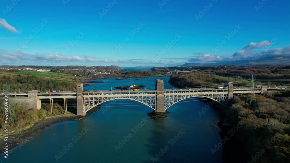 Pont Britannia, Britannia Bridge. Menai Straits, Separating mainland ...