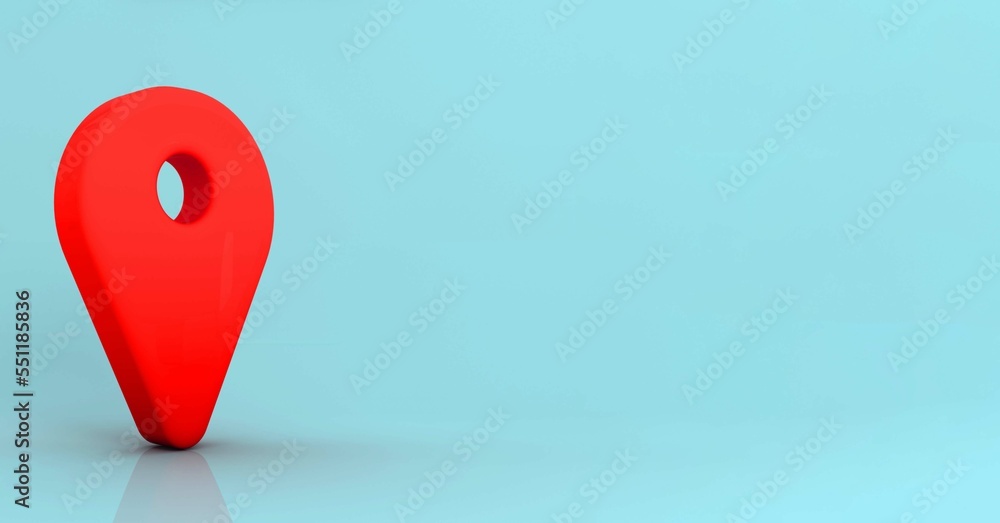 Red Location pin map over turquoise background, navigation symbol ...