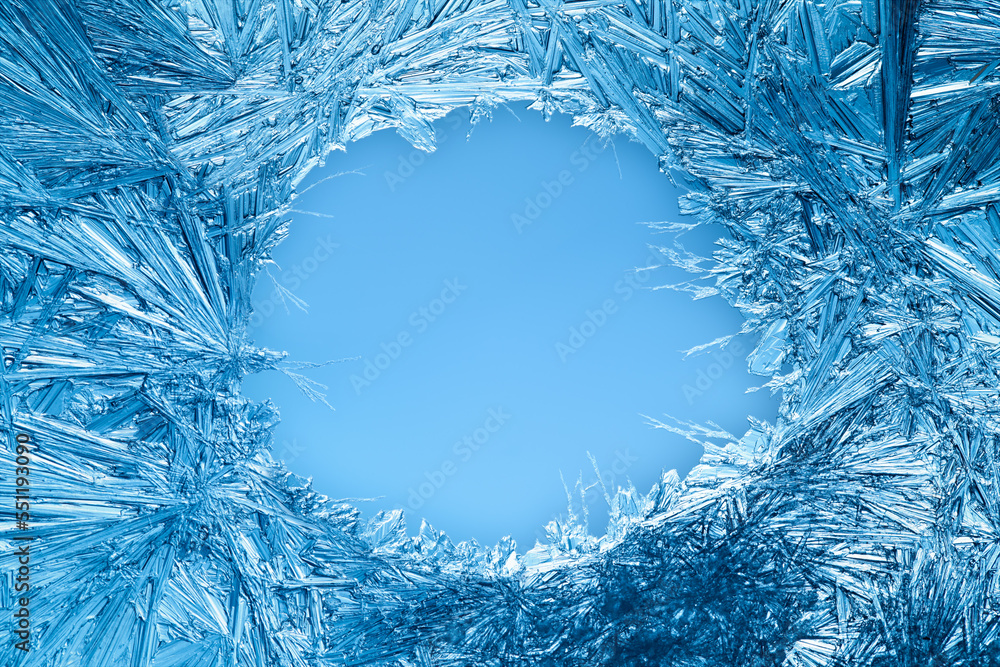 Winter background frame of frozen ice crystals Stock Photo | Adobe Stock