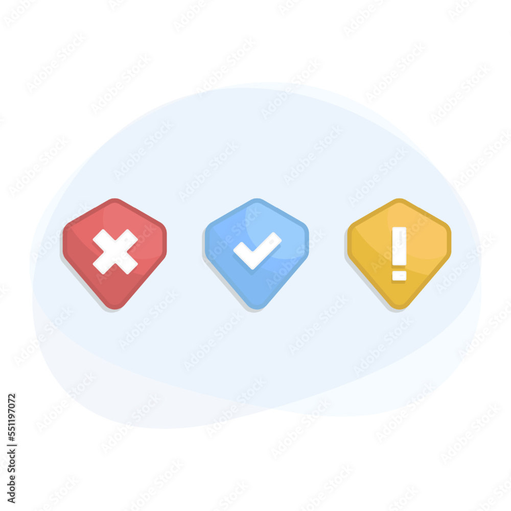 Vetor do Stock: Vector Illustration. Blue check mark, yellow ...