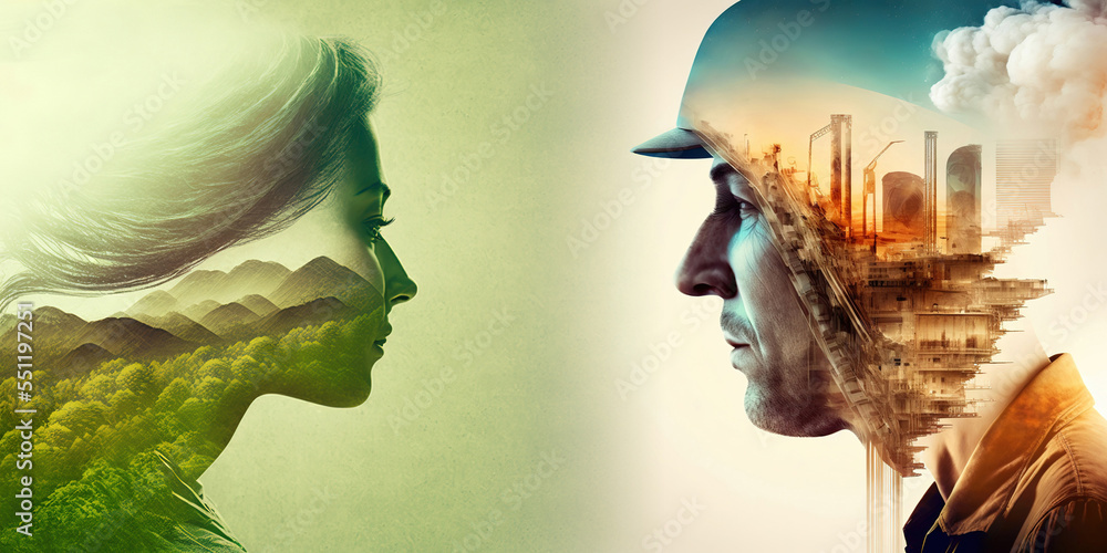 Climate change and global warming prevention concept shown by people ...