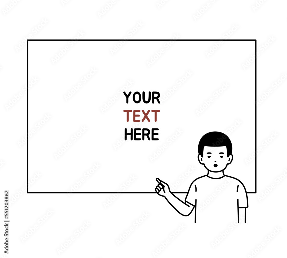 Cute boy are pointing blank memo board. Online education concept. White ...