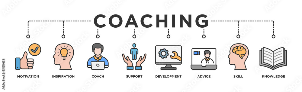 Coaching banner web icon for coaching and success, motivation ...