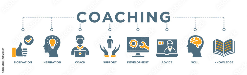Coaching banner web icon for coaching and success, motivation ...
