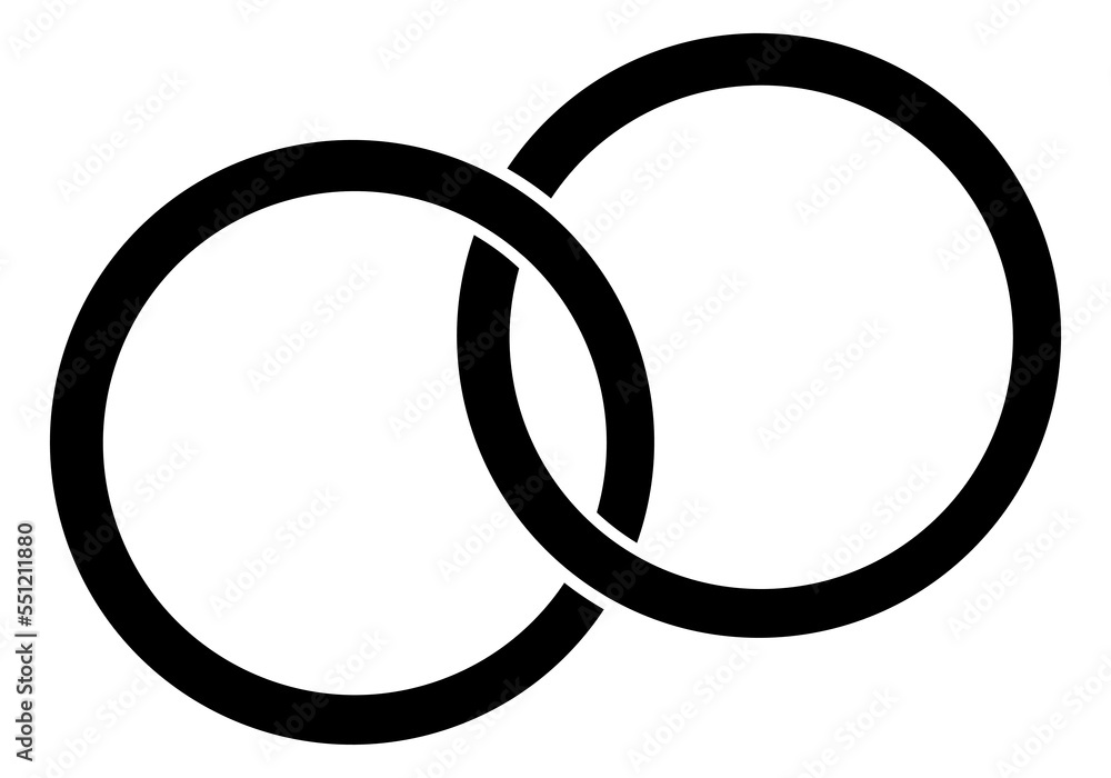 Wedding rings silhouette icon. Two ring vector illustration isolated on ...