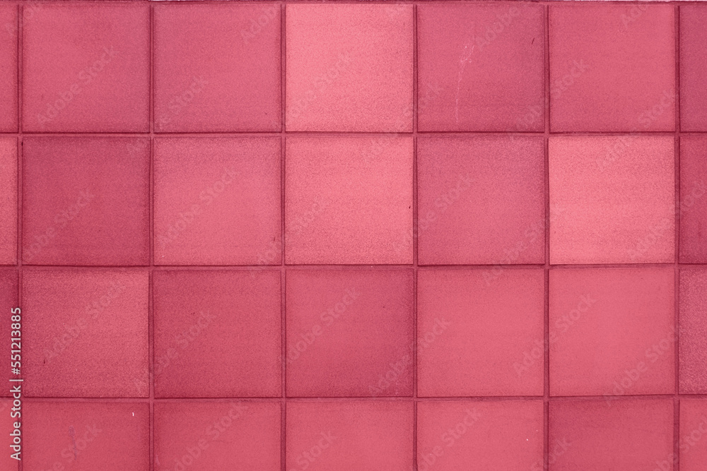 Color of year 2023 Viva Magenta. Image with aged square tiles are toned ...