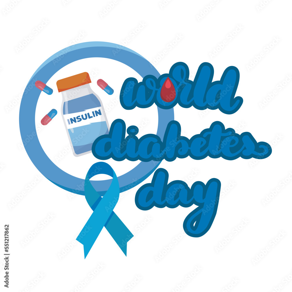 World diabetes day hand drawn vector lettering. Isolated on white ...