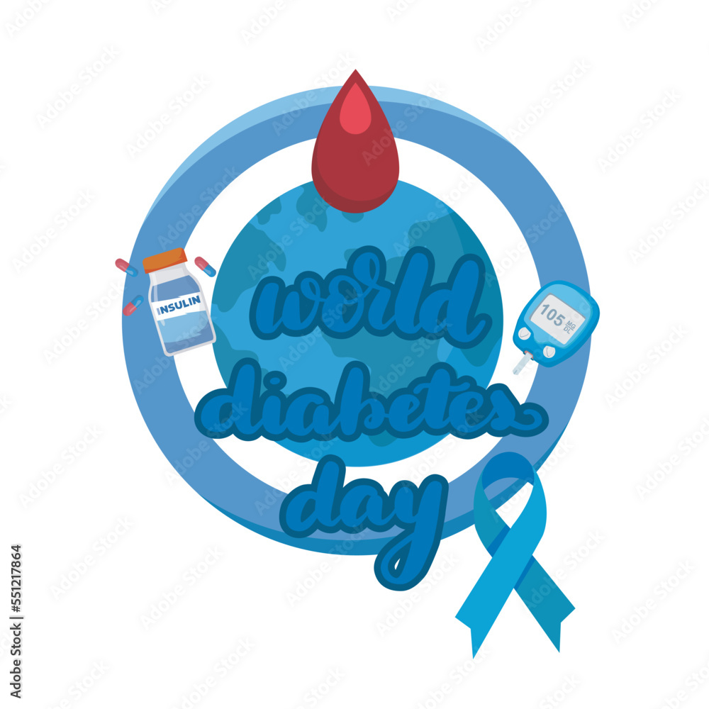 World diabetes day hand drawn vector lettering. Isolated on white ...
