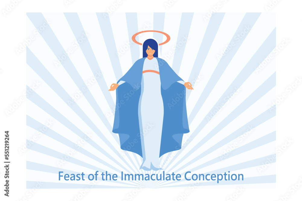 Feast of the Immaculate Conception vector. Blessed Virgin Mary in ...