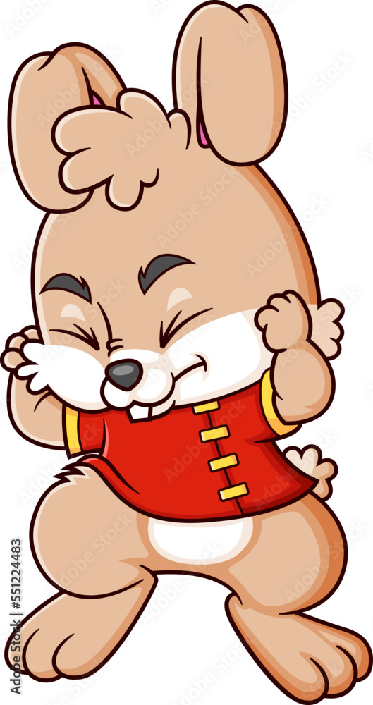 Cute rabbit wearing chinese traditional dress and scared Stock Vector ...
