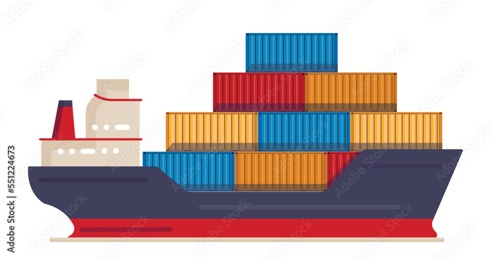 Vetor de Container ship concept. Transportation and shipping ...