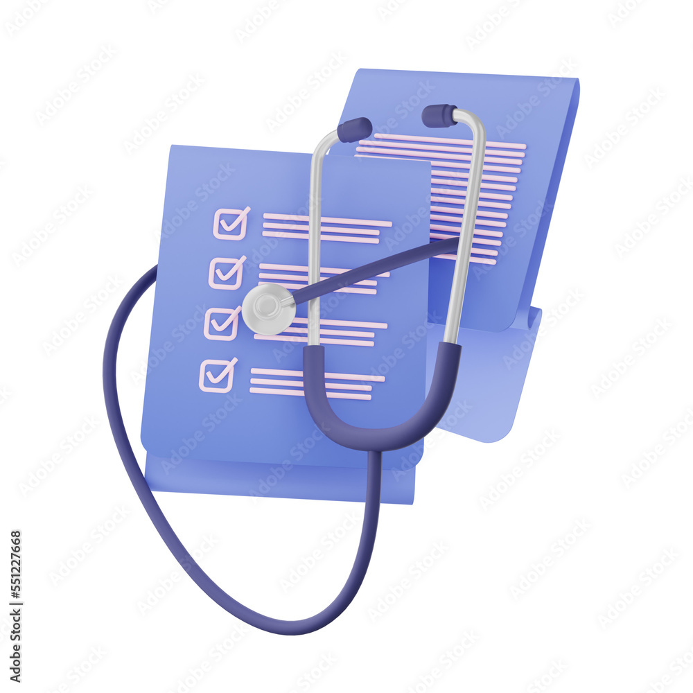 medical stethoscope and checklist clipart isolated. medical health care ...
