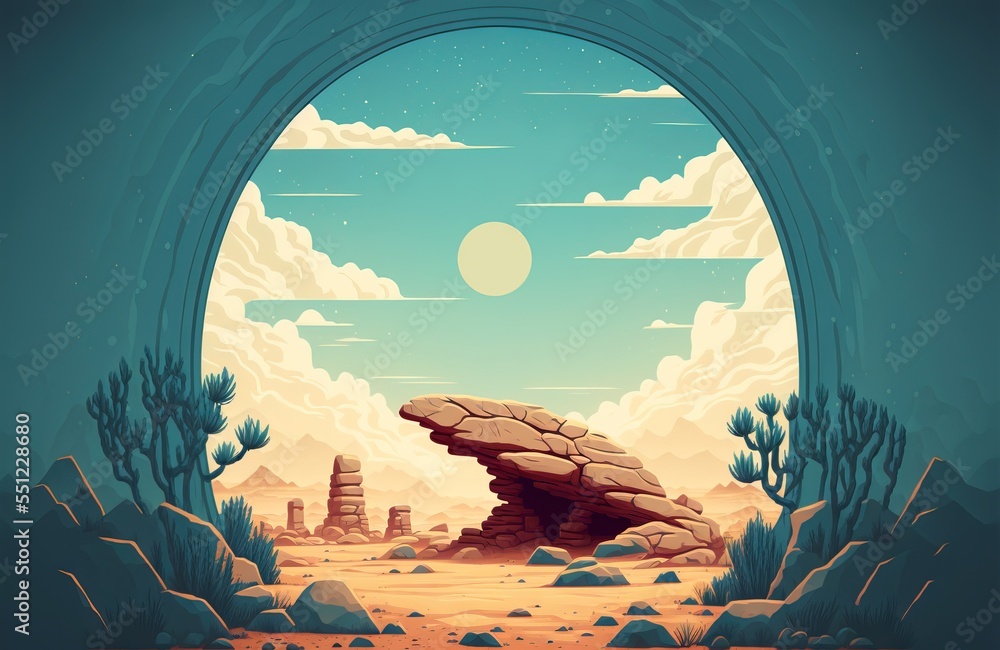 Portal rift to another barren desert world, ancient alien technology ...