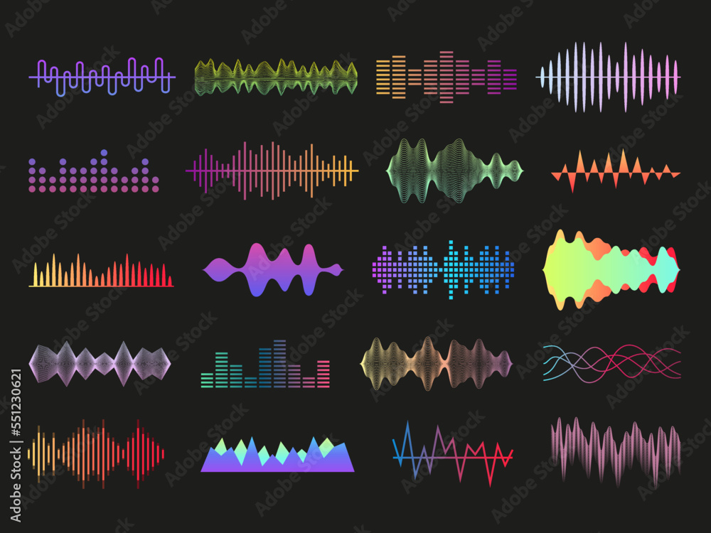 Sound wave bar. Music waveform. Audio equalizer. Beat logo of soundwave ...