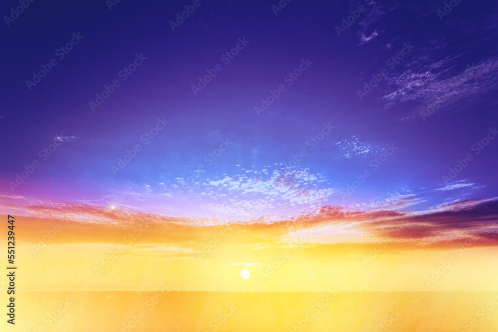 Sky Background With Colourful Gradient. Sunset, Sunrise Light And Starry Sky. Amazing Natural ...