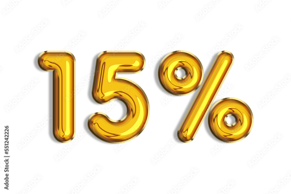 15% off discount promotion sale made of realistic 3d gold helium ...