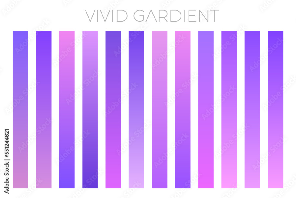 Vector set of purple gradients, swatches. Color Swatch . An ...