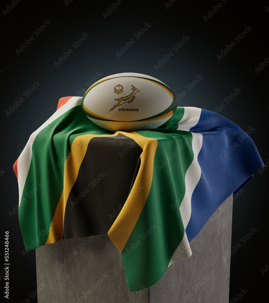 Springbok Rugby Ball And South Africa Flag Stock Photo | Adobe Stock
