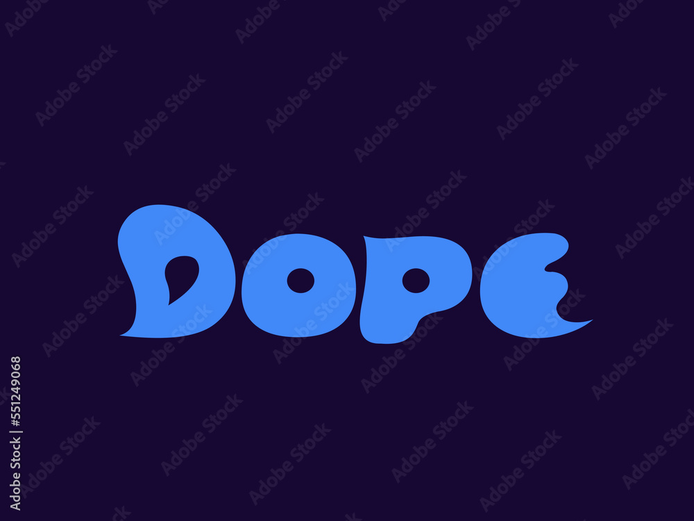 DOPE word mark logo. Bold lettering text. Alphabet initials. Playful ...