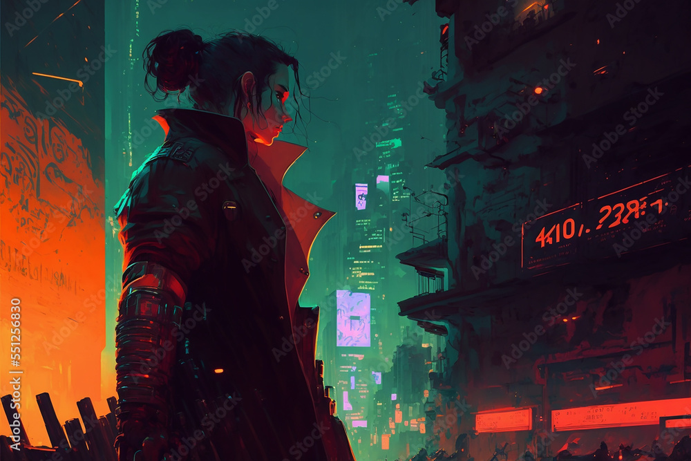 Cyberpunk Man, Futuristic Female in a Cyberpunk City, Character Design ...