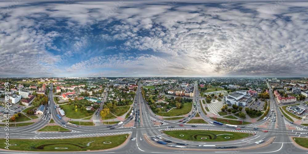 aerial full seamless spherical hdri 360 panorama view above road ...