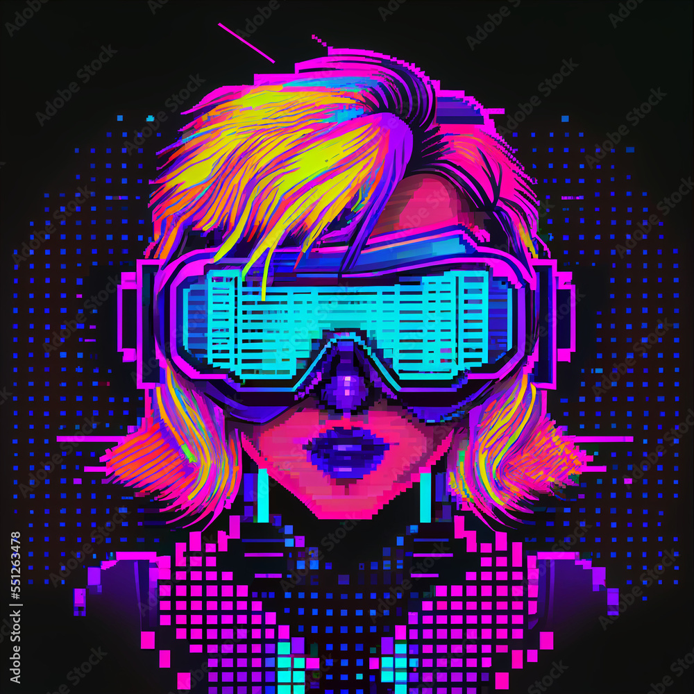 Cyberpunk Pixel Art Stock Illustration | Adobe Stock