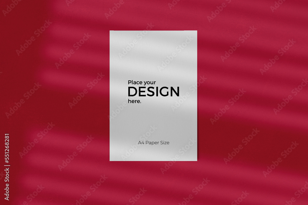 A4 sheet template on magenta color background with overlay shadows ...