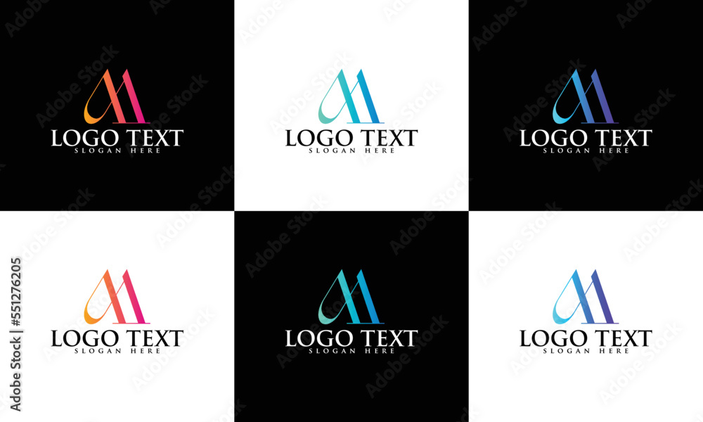 M letter calligraphic monogram style vector logo. Alphabet letter m ...