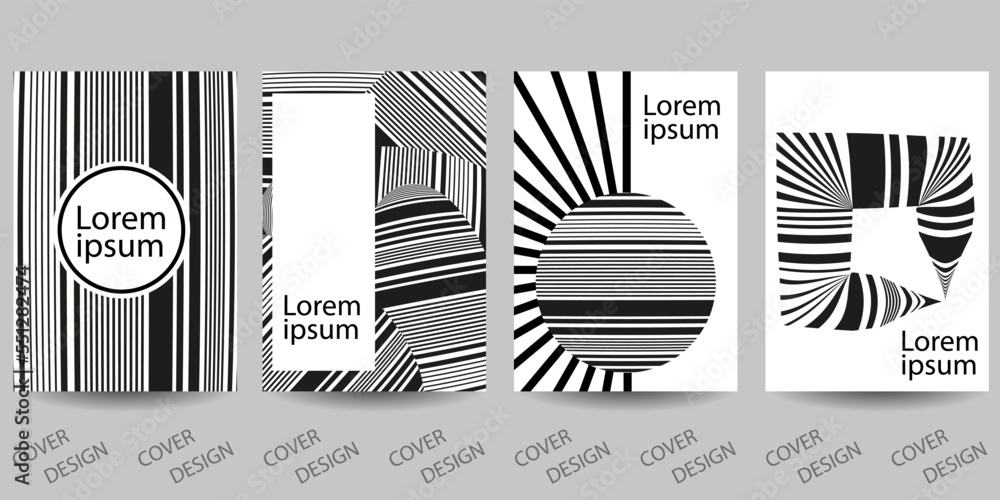 Black and white minimal geometric background from various striped ...