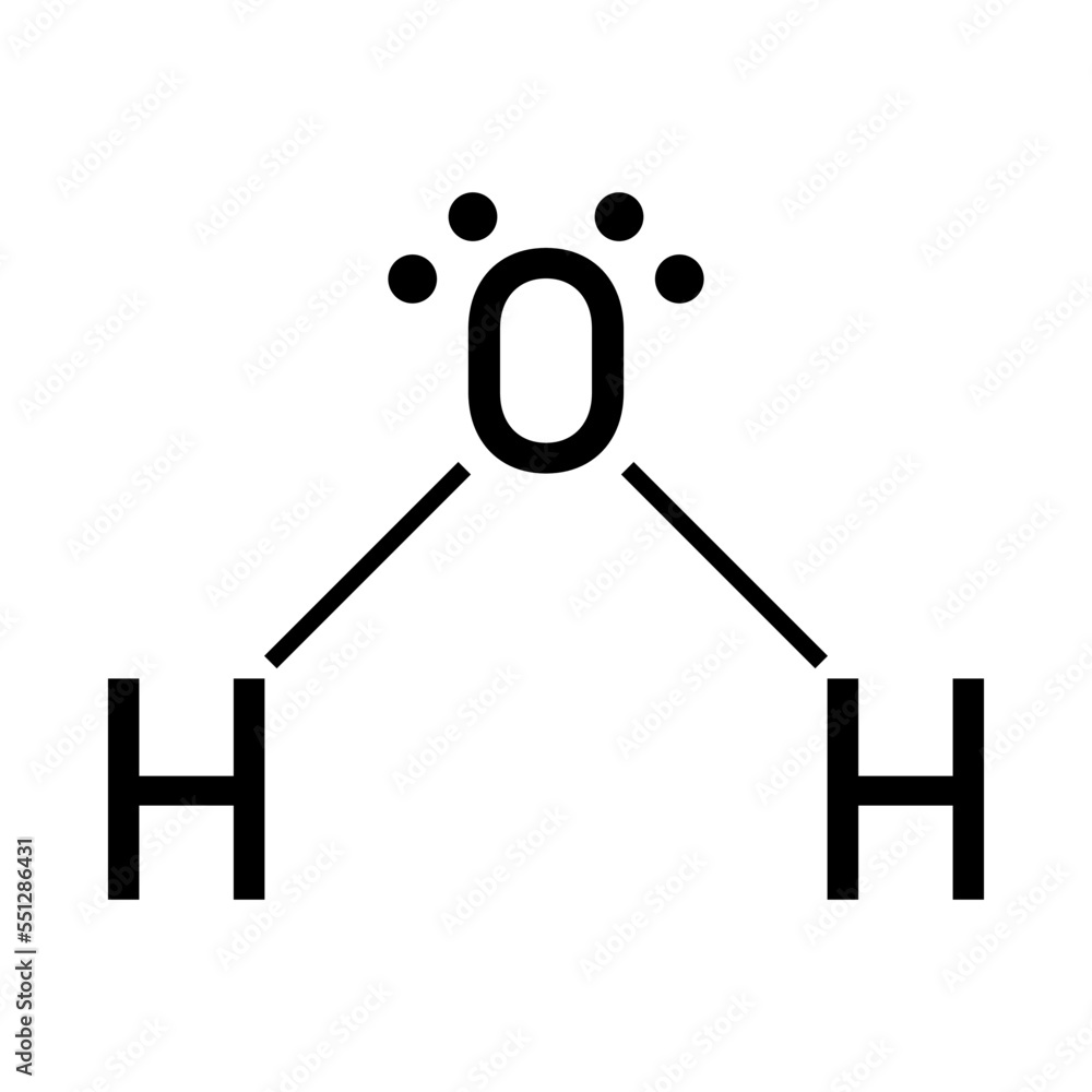 Lewis structure of water (H2O) Stock Vector | Adobe Stock