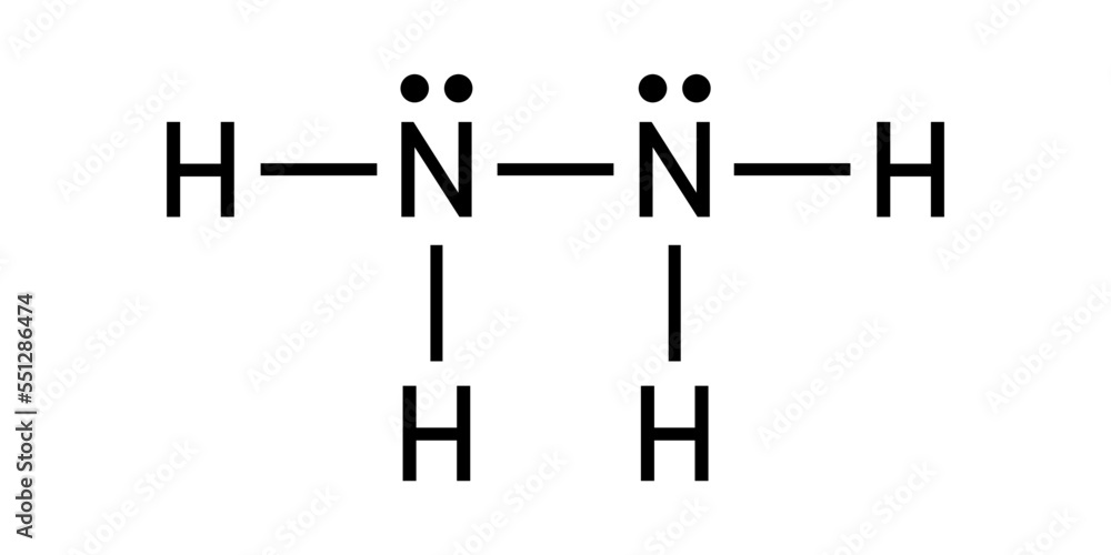 Lewis structure of hydrazine (N2H4). Scientific vector illustration ...