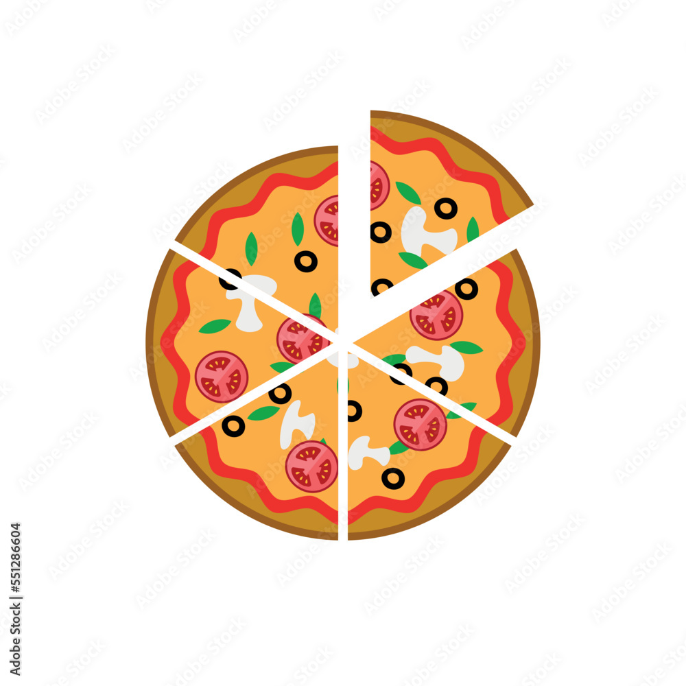 Six sixths pizza fractions. Fraction for kids. Pizza slices. Fraction ...