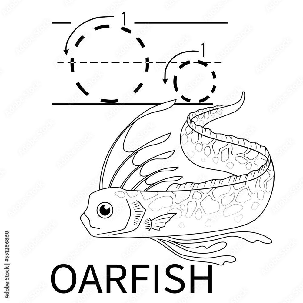 Cute Sea Animal Alphabet Series. O is for Oarfish. Vector cartoon ...