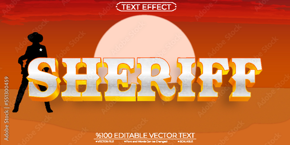 Gold and Silver Sheriff Editable and Scalable Vector Text Effect Stock ...