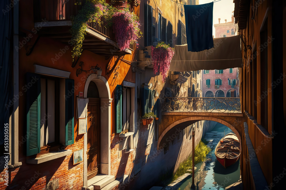 AI generated image depicting the beautiful cityscape of Venice in Italy ...