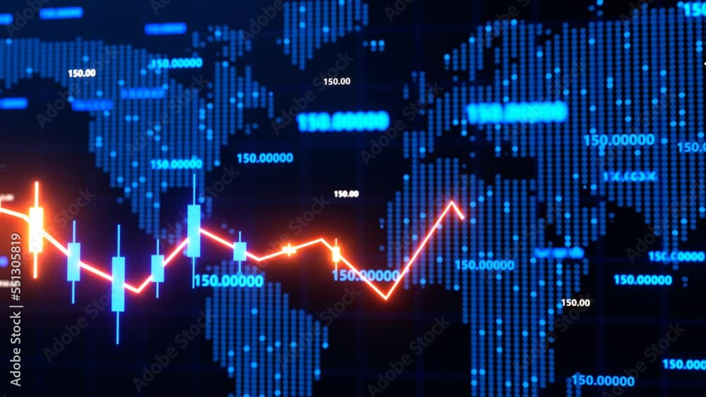 Neon Business background, financial, stock market diagram is running ...