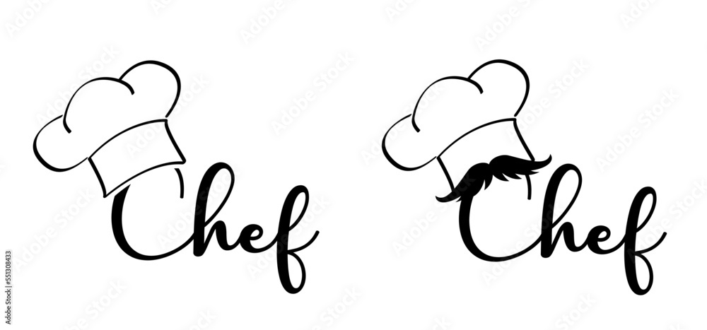 Cartoon chef cap with mustache symbol. Chef hat or cap. Kitchen cook or ...