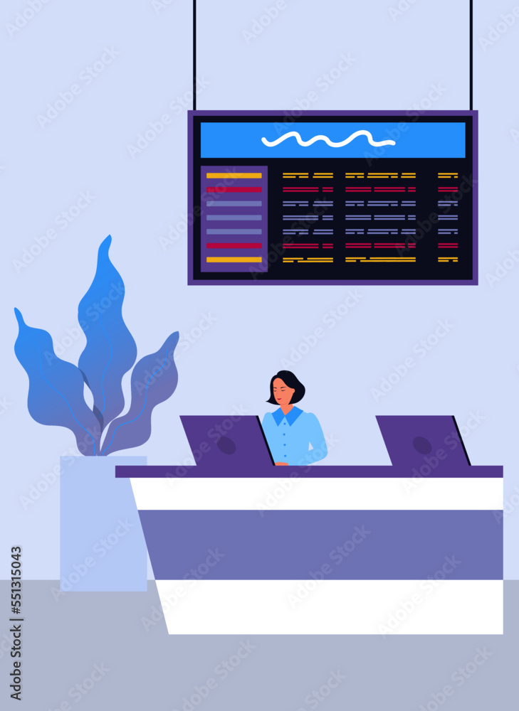 Terminal manager, worker in the airport. Passport control before ...