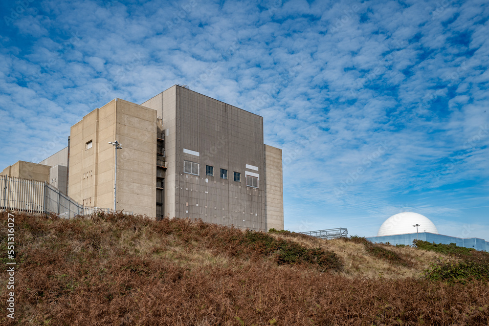 De-commissioned nuclear power generation plant showing is concrete ...